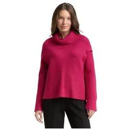 Rollkragenpullover Tom Tailor, Damen, Gr. L, schwarz pink melange, Strick, Obermaterial: 52% Viskose, 27% Polyester, 21% Polyamid, meliert, oversize normal, ohne Ausschnitt, Rippbündchen, Pullover, mit Rollkragen