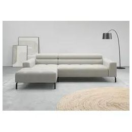 Ecksofa Home Affaire "Ecksofa Claya, L-Form, Kopfteilverstellung, Breite 258 cm", light grau, B:258cm H:71cm T:179cm, 88% Polyester, 12% Polyacryl, Sofas, Moderne Steppung, weicher Polsteraufbau & saugroboterfreundliche Höhe