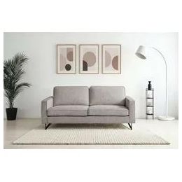 2-Sitzer Places of Style "Pinto, 166 cm, Cord, Chenille, Lederoptik", silber grau, B:166cm H:85cm T:97cm, 100% Polyester, Sofas, mit Keder, schwarze Metallfüße, Wellenunterfederung