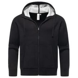 Kapuzensweatjacke Ragwear "Raggan Zip", Herren, Gr. M (50), schwarz, Material: 50% Viskose, 28% Polyester, 22% Nylon, gerade hüftlang, hoch geschlossener Ausschnitt, eng Rippstrickbündchen, Sweatjacken, Zipper aus Rippstrick mit großer Kapuze
