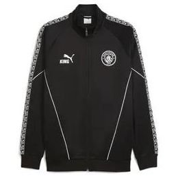 Sweatjacke Puma "Manchester City KING Anthem Jacke Herren", Herren, Gr. XS, schwarz, Obermaterial: 37% Baumwolle, 63% Polyester; Taschenfutter: 100% Polyester; Rippe: 93% Polyester, 7% Elasthan; Besatz: 100% Polyester, Sweatjacken