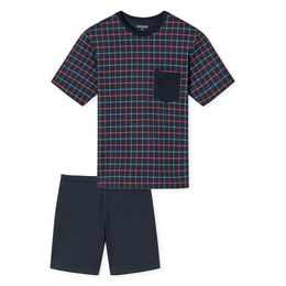 Schiesser Short Pajamas ' Comfort Essentials ' male Blue, Red size 52