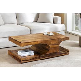 Riess Ambiente Massiver Couchtisch CUBUS 105cm braun Sheeshamholz stone finish mit Stauraum Riess-Ambiente Sofatisch Wohnzimmertisch rechteckig Natur