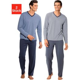 Le Jogger Herren Pyjama blau-marine, grau-anthrazit Größe 44/46