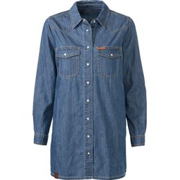 CR&Eacute;ATION L Damen Jeansbluse mit Druckknopfleiste blue-bleached Gr&ouml;&szlig;e 46