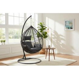 Riess Ambiente In- und Outdoor Hängesessel LOFT anthrazit grau Gartenstuhl inklusive Kissen wetterfest Riess-Ambiente Maritim Modern