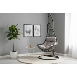 Riess Ambiente In- und Outdoor Hängesessel LOFT WIDE grau schwarz Hängestuhl inkl. Kissen wetterfest Riess-Ambiente Modern