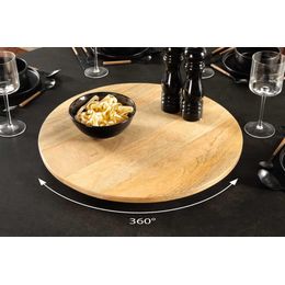 Riess Ambiente Runder Drehteller MAKASSAR 50cm natur Mangoholz massiv handmade Riess-Ambiente