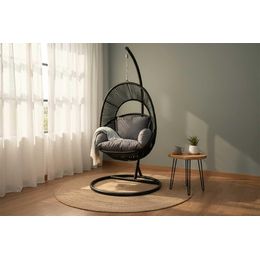 Riess Ambiente In- und Outdoor Hängesessel AIR ROPE anthrazit schwarz inkl. Kissen Riess-Ambiente Boheme Landhaus Modern Natur Skandinavisch