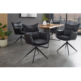 Riess Ambiente Drehbarer Design Stuhl VOGUE schwarz Kunstleder Metall 360° mit Armlehne Riess-Ambiente Esszimmerstuhl Küchenstuhl Industrie & Loft Modern...