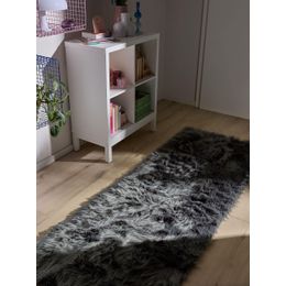 benuta Pop Waschbarer Hochflor Shaggyteppich Nanuk Anthrazit 80x240 cm - Bettvorleger für Schlafzimmer