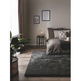 benuta Nest Fellteppich Dave Anthrazit 80x150 cm - Moderner Kurzflor-Teppich für Wohnzimmer