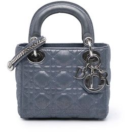 Christian Dior Hobo Bags - Mini Iridescent Lambskin Cannage Lady Dior - Gr. unisize - in Blau - f&uuml;r Damen