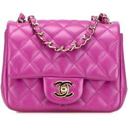 Chanel Hobo Bags - Mini Square Classic Lambskin Single Flap - Gr. unisize - in Orange - f&uuml;r Damen