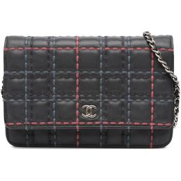 Chanel Hobo Bags - CC Square Stitched Calfskin Wallet on Chain - Gr. unisize - in Blau - f&uuml;r Damen