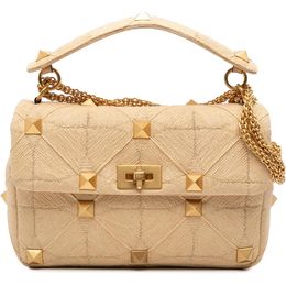 Valentino Garavani Hobo Bags - Large Raffia Roman Stud Satchel - Gr. unisize - in Braun - f&uuml;r Damen
