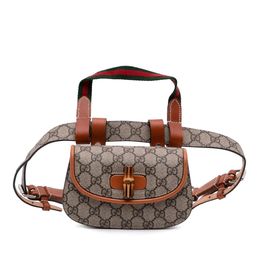 Gucci Bauchtaschen - Mini GG Supreme Web Bamboo 1947 Belt Bag - Gr. ONE SIZE - in Braun - f&uuml;r Damen