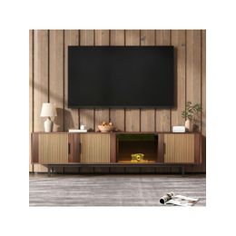 ABRIHOME LED TV-Schrank mit geschnitzter Oberfläche und Türen aus gehärtetem Glas | Gr.: onesize