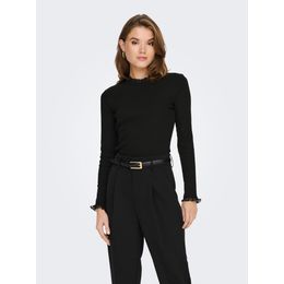 Langarmshirt Only "ONLLESLIE L/S LACE MIX TOP JRS", Damen, Gr. XS, schwarz, Jersey, Obermaterial: 95% Baumwolle, 5% Elasthan, unifarben, Spitzenkante, Shirts