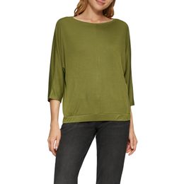 3/4-Arm-Shirt s.Oliver, Damen, Gr. 36, grün, Web, Obermaterial: 70% Modal, 30% Polyester, unifarben, bequem hüftlang, Rundhals, Shirts, mit Rundhals