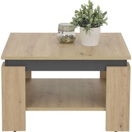 Couchtisch Hela "TIM", grau (eiche, anthr), B:68cm H:41cm T:68cm, Tische, mit Ablageboden, quadratisch oder rechteckig