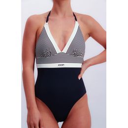 JOOP! Badeanzug JOOP "Stripes", Damen, Gr. 36, N-Gr, blau (navy stripe), Microfaser, Obermaterial: 83% Polyamid, 17% Elasthan, gestreift, Badeanzüge, Wattierte Cups, herausnehmbare Pads