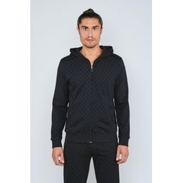 JOOP! Kapuzensweatjacke JOOP "Leisure", Herren, Gr. XL, schwarz, Steppware, Obermaterial: 95% Baumwolle, 4% Elasthan, 1% sonstige Fasern, unifarben, Basic hüftbedeckend, ohne Ausschnitt, angesetztes Bündchen, Sweatjacken, mit trendiger Kapuze