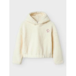 Fleecepullover name it "NKFODETTE LS TEDDY PULLOVER WH PS", Mädchen, Gr. 116, grün (jet stream), Sweatware, Obermaterial: 100% Polyester, unifarben, regular fit normal, Rundhals, Sweatshirts