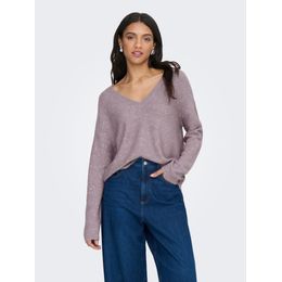 Strickpullover Only "ONLARIZONA LS SEQUINS V-NECK PUL KNT", Damen, Gr. L, nirvana detail:melange, silber sequins, Strick, Obermaterial: 58% Polyacryl, 23% Nylon, 12% Polyester, 5% metallisierte Fasern, 2% Elasthan, meliert, regular fit, V-Ausschnitt, Pullover