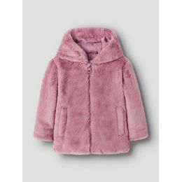 Fleecejacke name it "NMFMILA JACKET W HOOD PB", Mädchen, Gr. 116, lila (lilas), Web, Obermaterial: 100% Polyester, unifarben, regular fit normal, Jacken