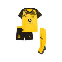 Trainingsanzug Puma "BVB HOME MINIKIT WITH SPONSOR", Kinder, Gr. 104, faster gelb, Puma schwarz, Web, Obermaterial: 100% Polyester, regular fit, Sportanzüge