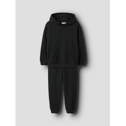 Jogginganzug name it "NKMVIAN SWEAT SET BRU NOOS", Jungen, Gr. 146, schwarz (schwarz (blank)), Sweatware, Obermaterial: 100% Baumwolle, unifarben, Basic, Sportanzüge