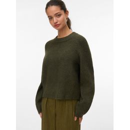 Véro Moda Strickpullover VERO MODA "VMBANG LS O-NECK PULLOVER BOO", Damen, Gr. XS, grape leaf detail:melange, Strick, Obermaterial: 78% Polyester, 12% Nylon, 8% Wolle, 2% Elasthan, meliert, regular fit, Rundhals, Pullover