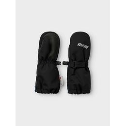 Skihandschuhe name it "NMNSNOW10 MITTEN W WOOL 3FO NOOS", Baby, Gr. 3, schwarz, Strick, Kunstfaser, unifarben, Handschuhe