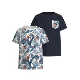 name it T-Shirt 'NKMVALMAS' Jungen Größe 158/164 navy / azur / orange / offwhite