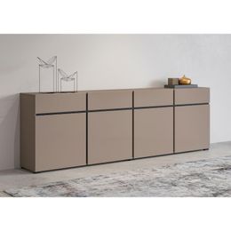 Inosign Sideboard »Cross, Breite 225 cm, moderne grifflose Kommode, 4 Türen/4 Schubkästen« Schubladenschrank mit viel Stauraum, Einlegeböden...