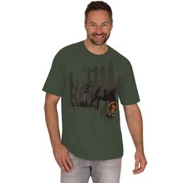 TRIGEMA T-Shirt »T-Shirt mit Hirsch-Motiv« 1 Stk. tlg. khaki L L DELUXE-Single-Jersey