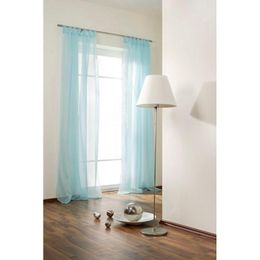 ELBERSDRUCKE Gardine »Sevilla« Schlaufen 1 Stk. tlg. Schlaufenschal mit Kräuselband transparent für Wohnzimmer, 300x140 cm türkis Obermaterial:...