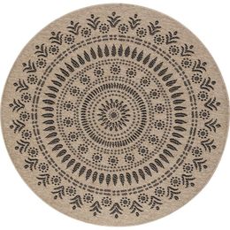 LIVABLISS Teppich »ILA« rund 8 mm Höhe Teppich In- /Outdoor Boho Jute-Optik, Balkon, Terrasse, Garten, Rund natur Obermaterial: 100% Polypropylen Ø...