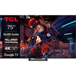 TCL QLED-Fernseher »75C743X1« 189 cm/75 ′′ Android TV Smart-TV schwarz Native 144Hz-Anzeige für erstklassige Bewegungen