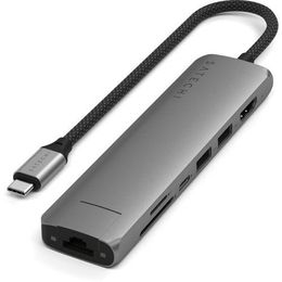 Satechi USB-C 7-in-1 Slim Multi Port Adapter Ethernet Space Grey