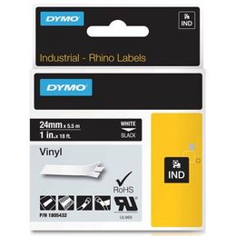 Dymo Rhino 6000+ Vinyl 24 mm x 5,5 m wei&szlig; auf schwarz
