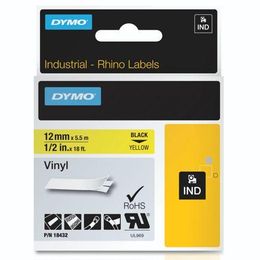Dymo Rhino Band IND, Vinyl 12 mm x 5,5 m schwarz auf gelb