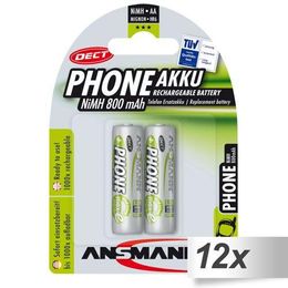 12x2 Ansmann maxE NiMH Akku Mignon AA 800 mAh DECT Phone