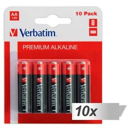 10x10 Verbatim Alkaline Batterie Mignon AA LR 06 49875