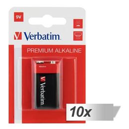 10x1 Verbatim Alkaline Batterie 9V-Block 6 LR 61 49924