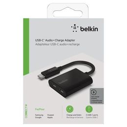 Belkin RockStar USB-C Audio- und Ladeadapter, schwarz F7U081btBLK
