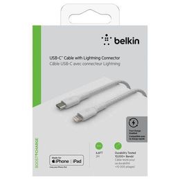 Belkin Lightning/USB-C Kabel 2m ummantelt, mfi zert., wei&szlig;