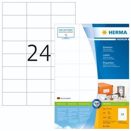 Herma Prem. Etiketten wei&szlig; 70x37 100 Blatt DIN A4 2400 St&uuml;ck 4464