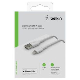 Belkin Lightning Lade/Sync Kabel 2m, ummantelt, mfi zert, wei&szlig;